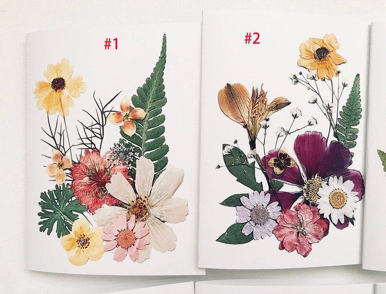 Pressed Flower PRINT Cards - Customizable Greeting Card - Folded ...