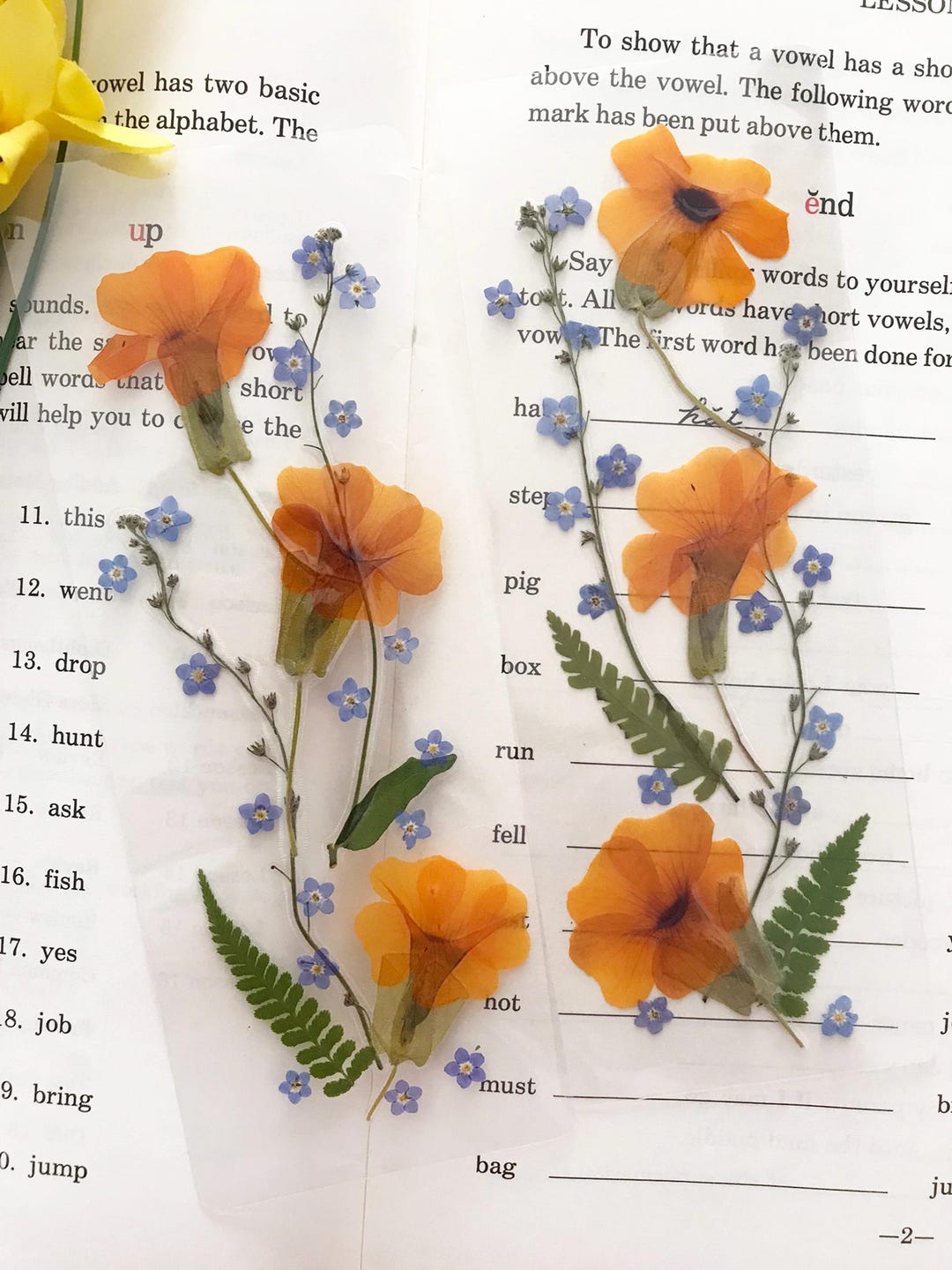 Pressed Flower Bookmarks Clear Laminated Bookmarks Unique Great Gifts ...