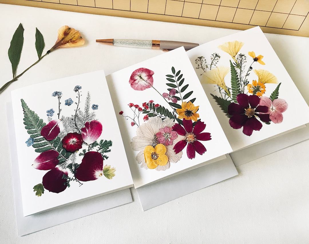 Pressed Flower PRINT Cards - Customizable Greeting Card - Folded ...