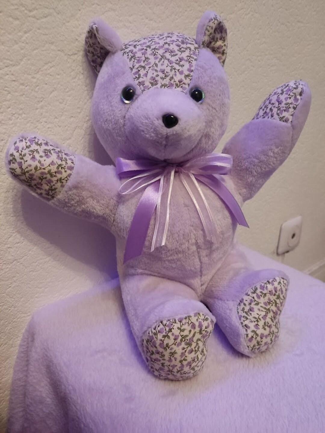 Teddy Bear, VIOLET, Collection Teddy Bears Purple Cotton Floral ...