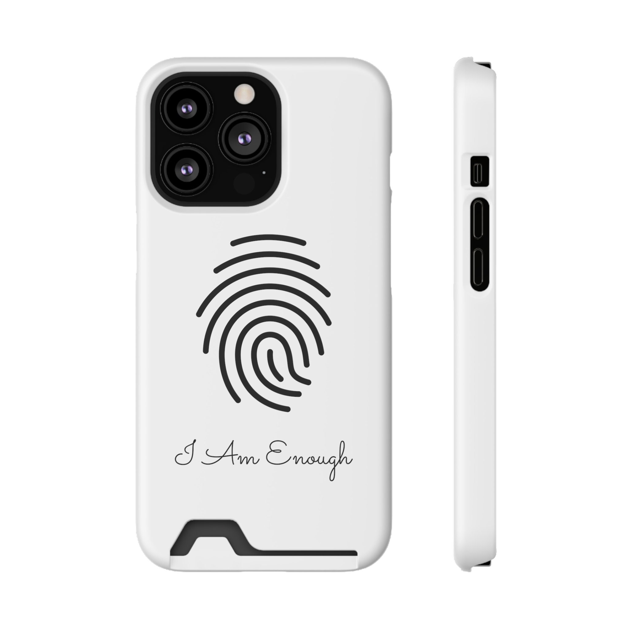 I Am Enough Fingerprint Phone Case With Card Holder - Etsy
