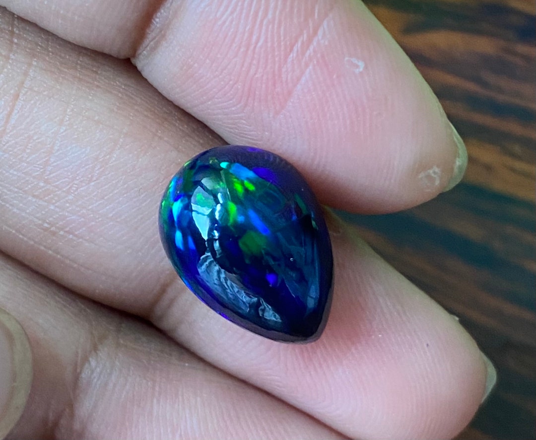 Natural Black Opal Cabochon 4.08 Carat 14x10 MM Pear Shape Gemstone - Etsy