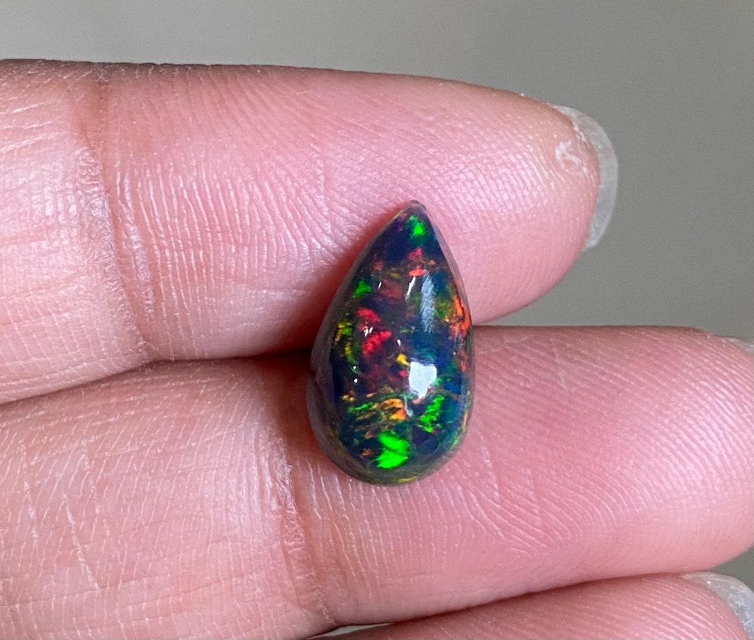 1.97 Carat Amazing Ethiopian Black Opal Cabochon Pear Shape 12.5x7.5 MM ...