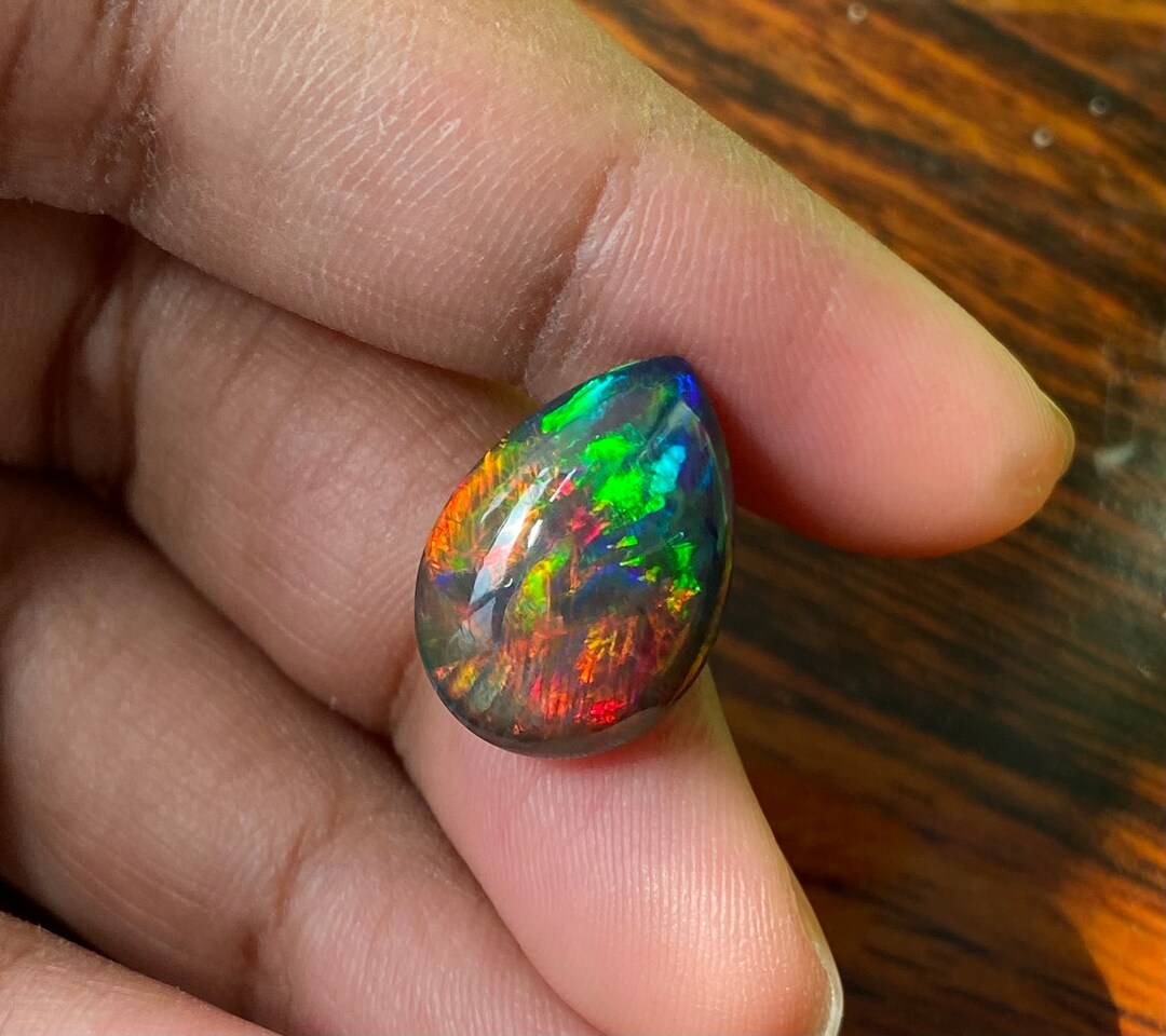 Natural Black Opal Cabochon 7.56 Carat 17x12 MM Pear Shape Gemstone - Etsy