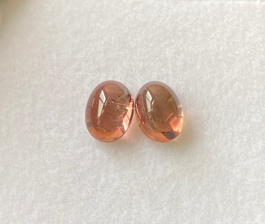 Natural Peach Color Tourmaline Cabochon 3.71 Carat 8x6 MM Oval Shape ...
