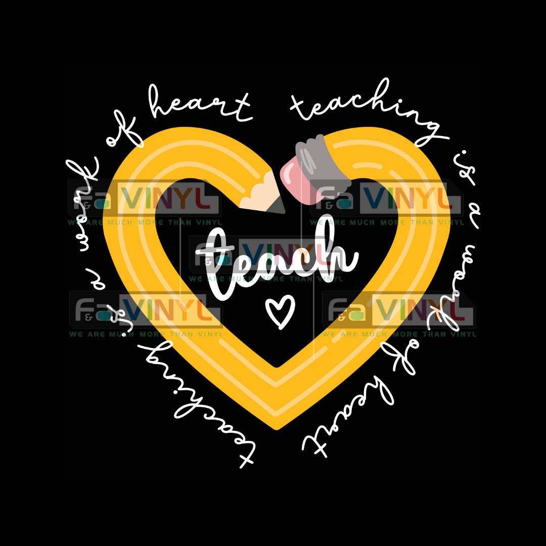 HEART TEACH WHITE Dtf (direct to Film) - Etsy
