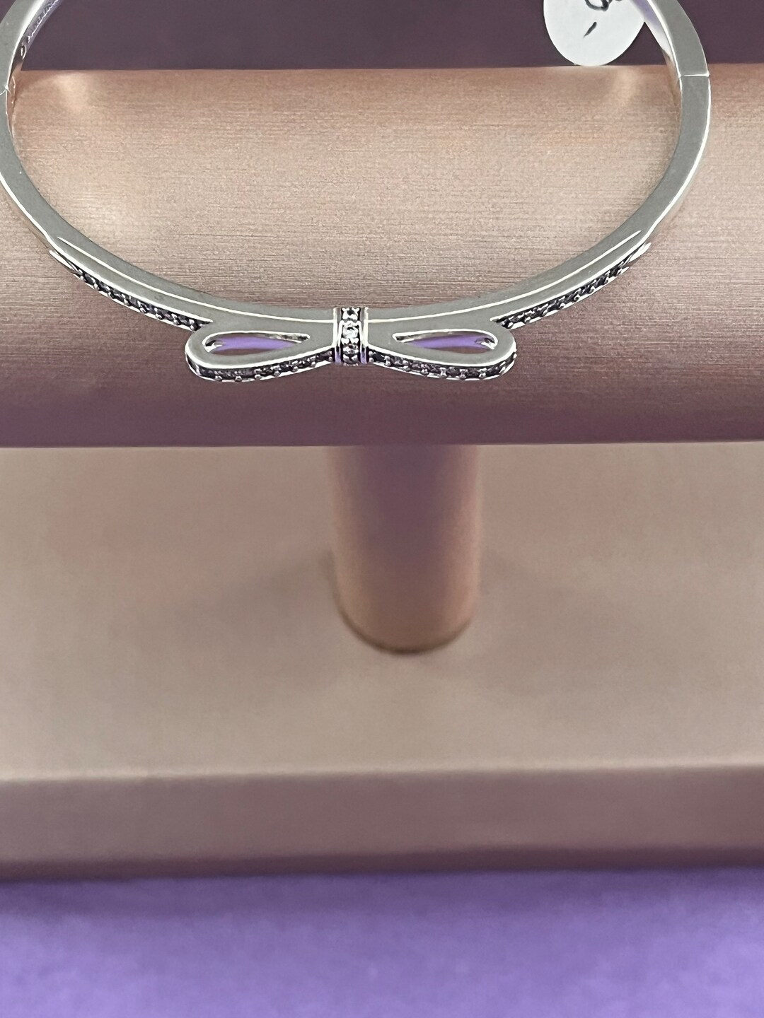 Pandora Sparkling Bow Bangle - Etsy