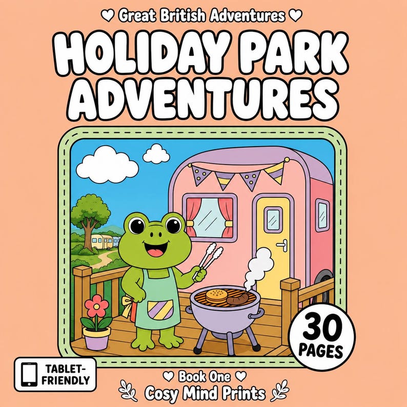 British Holiday Park Adventures Colouring Book: 30 Pages (digital ...