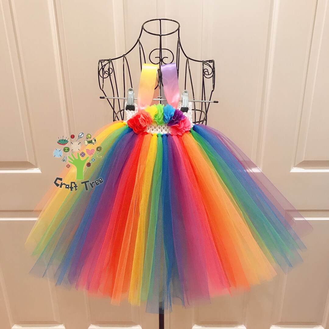 Bright Rainbow Tutu Dress Flower Girl Tutu Dress Cake Smash Tutu Dress Rainbow Birthday Tutu
