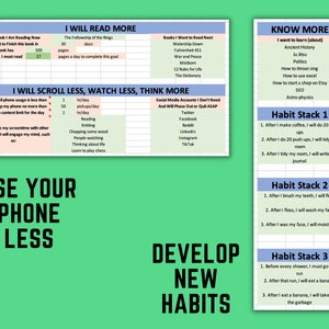 Self-improvement Planner | Goal Setting & Habit Stacking Tracker ...