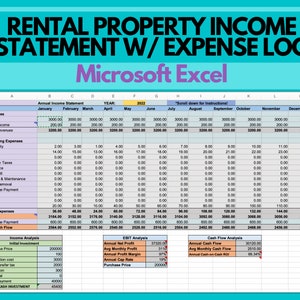 Rental Property Income Statement single 1 Unit Tracker With - Etsy