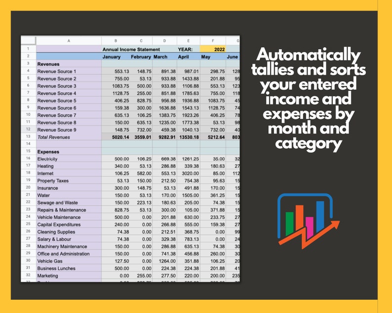 Small Business Bookkeeping Spreadsheet | Income & Expense Tracker ...