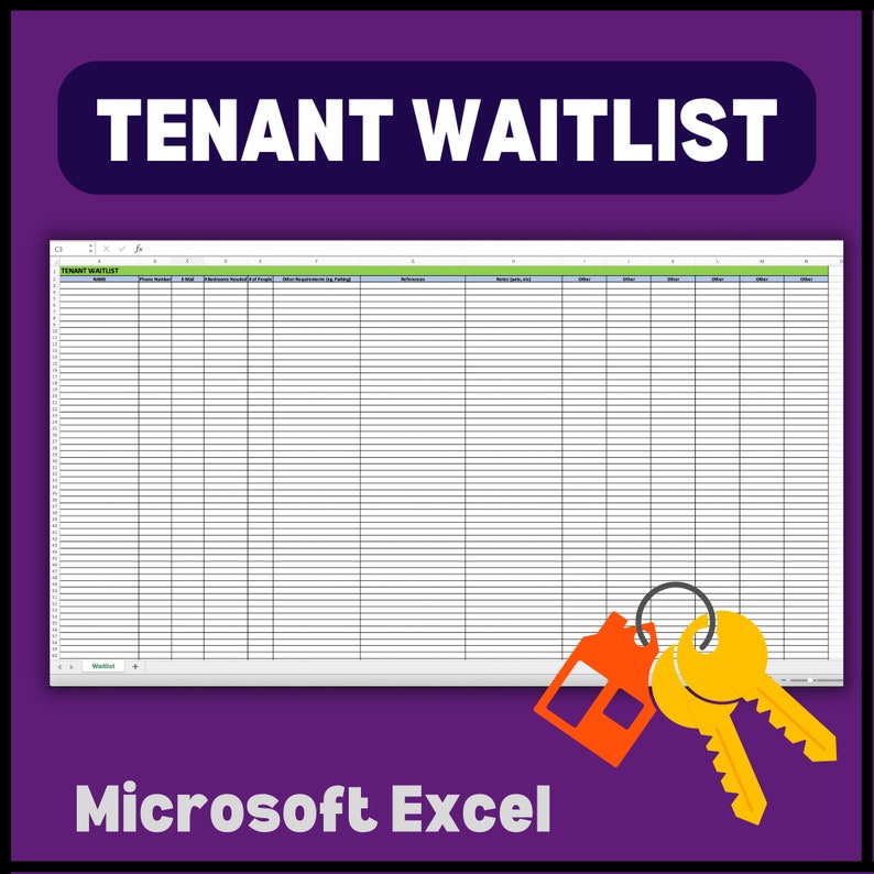 Tenant Waitlist Spreadsheet | Rental Application Tracker for Landlords ...