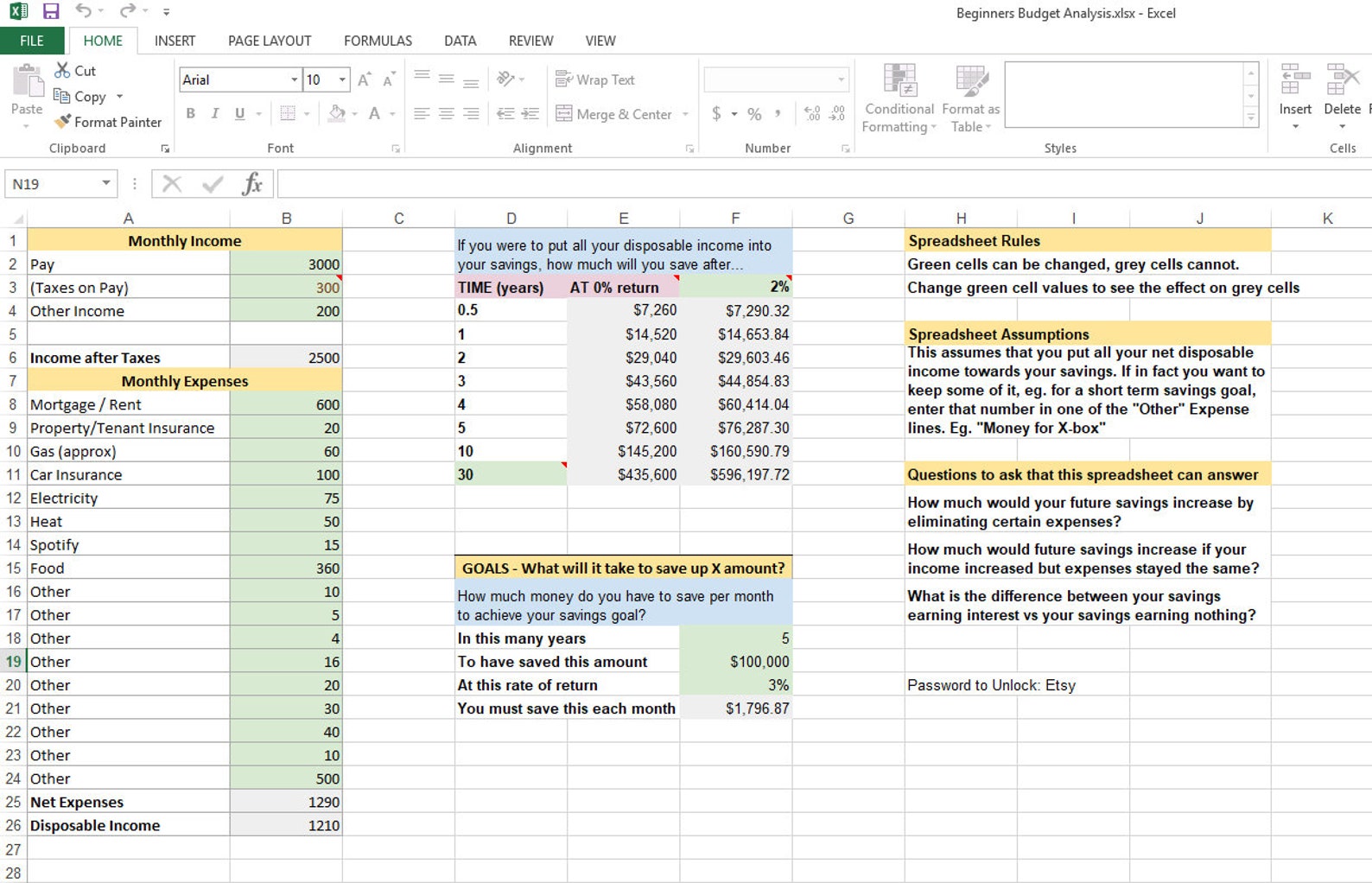 Personal Budget Template & Future Savings Calculator | Beginner ...