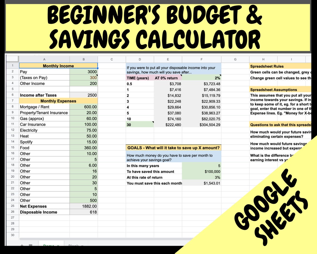 Personal Budget Template and Savings Calculator for Beginners - Etsy