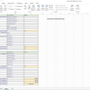 Net Worth Calculator and Balance Sheet | Assets and Liabilities Tracker ...