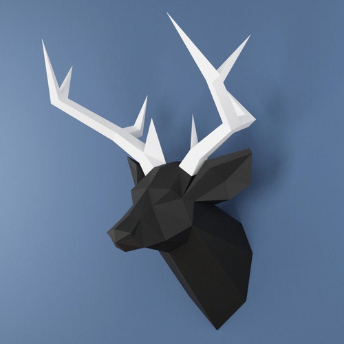 Papercraft Deer Trophy DIY Deer Wall Decor 3d Origami Low Poly - Etsy