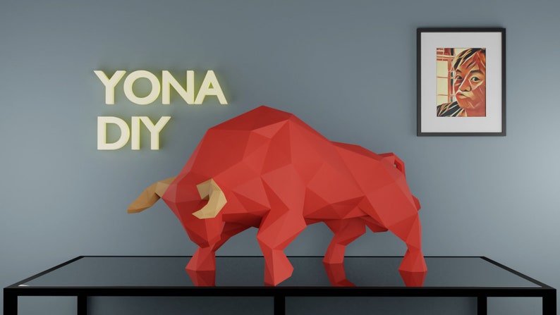 Red Bull Papercraft Bull Paper Bull Papercraft Decor Home - Etsy UK