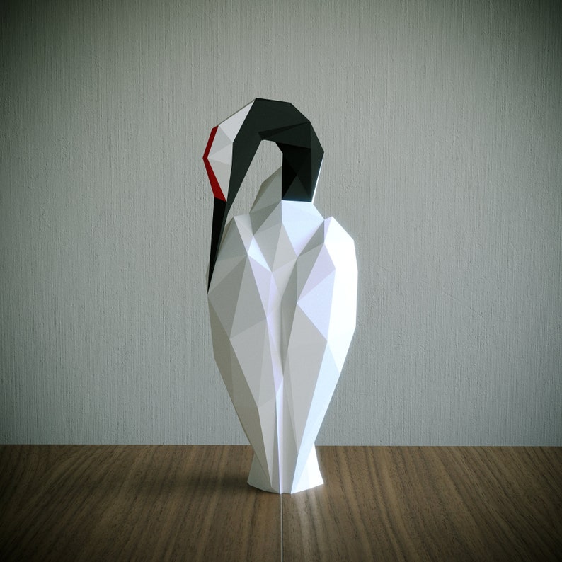 Red-crowned Crane Papercraft Template Abstract Low Poly 3D - Etsy Australia