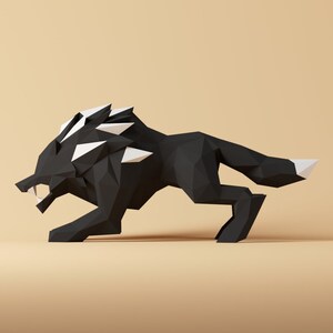 Lobo Papercraft Plantilla，Abstracto 3D Origami, Decoración del Hogar ...