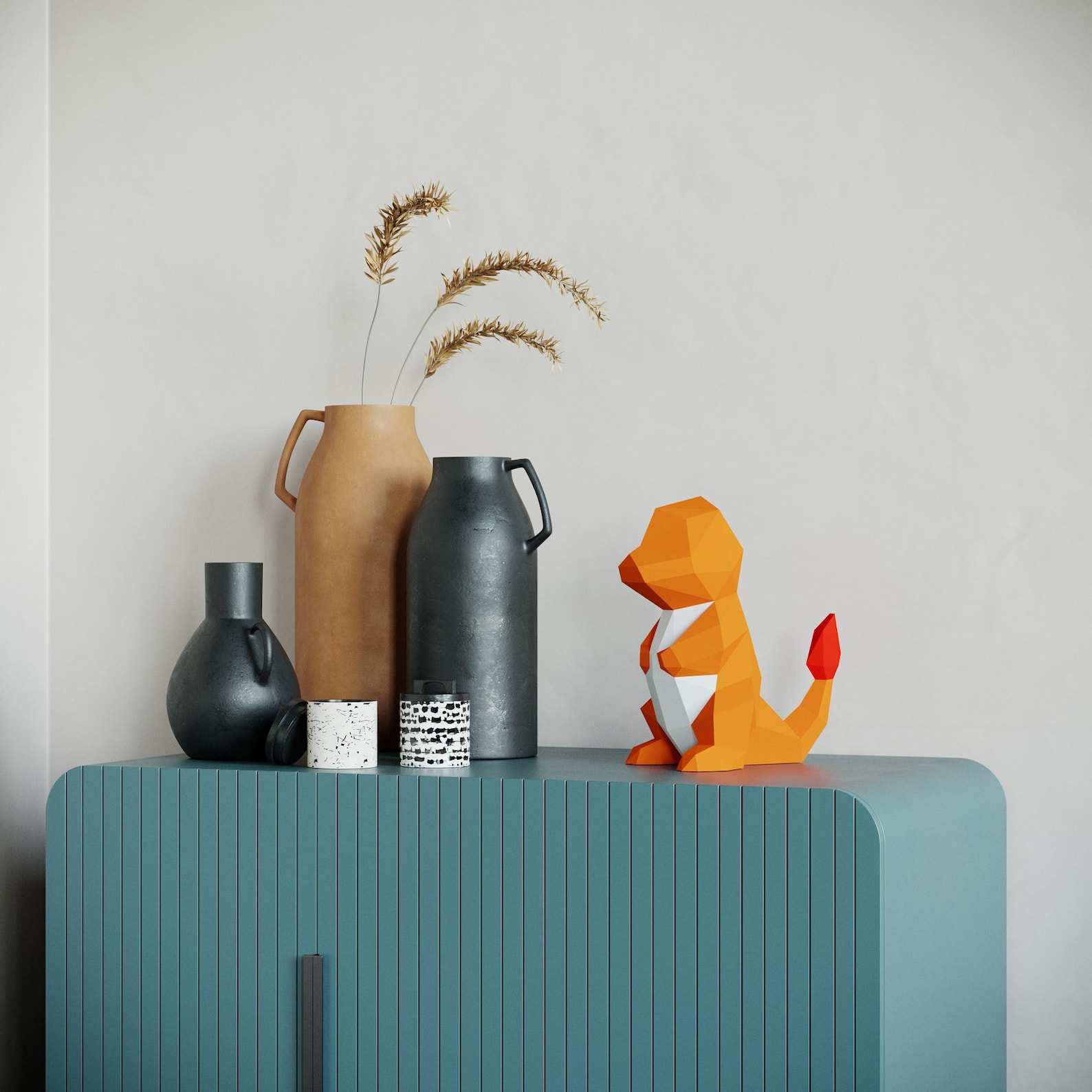 Pokémon Charmander Papercraft Template Abstract Low Poly 3D - Etsy