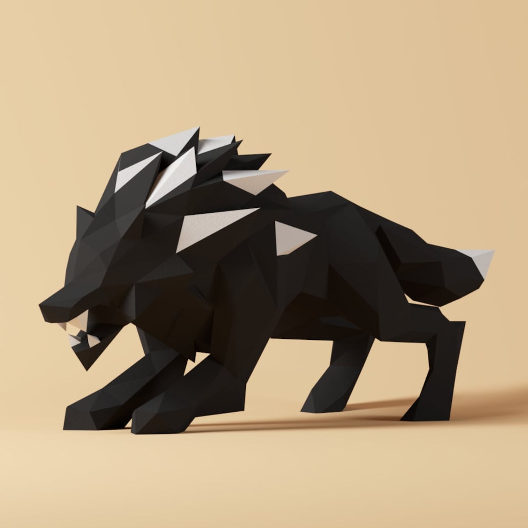 Wolf Papercraft Template, Abstract Low Poly 3D Origami, Home Decor ...