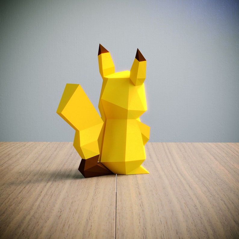 Pokémon Pikachu Papercraft Template Abstract Low Poly 3D - Etsy Ireland