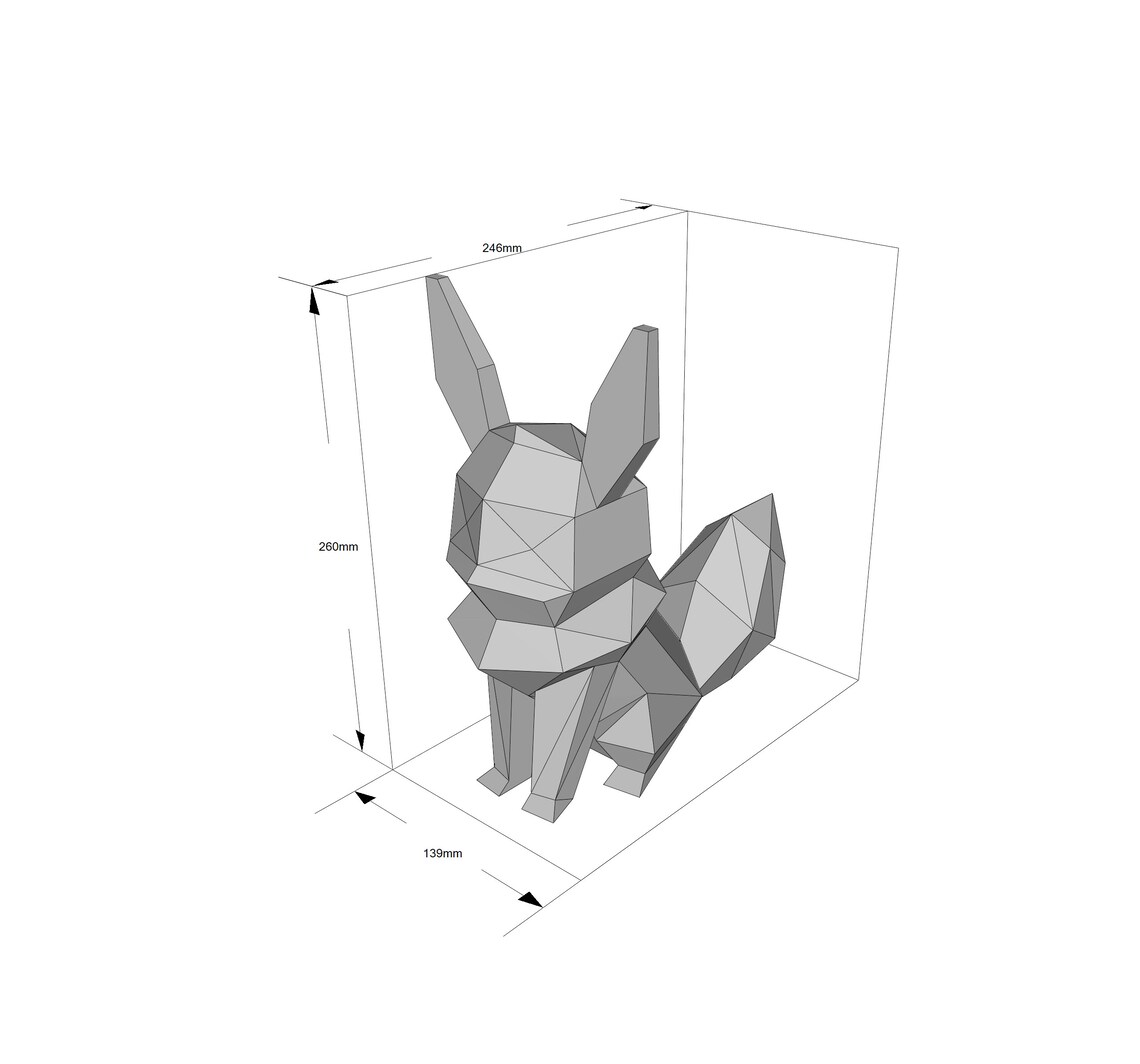 Pokémon Eevee Papercraft PlantillaAbstracto 3D Origami - Etsy México