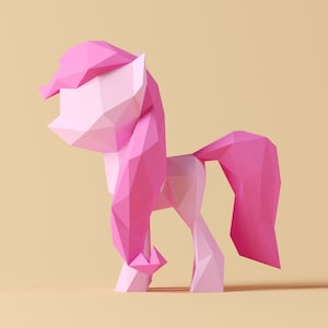 Little Pony Papercraft Template, Abstract Low Poly 3D Origami, Home ...