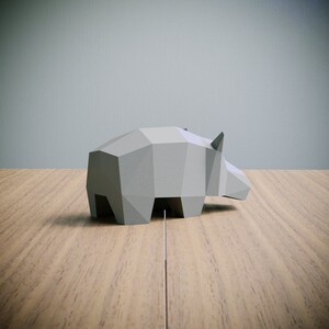 Hippopotamus Papercraft Template, Abstract Low Poly 3D Origami, Home ...