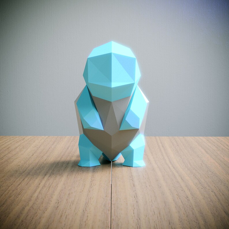 Pokémon Squirtle Papercraft Template Abstract Low Poly 3D - Etsy