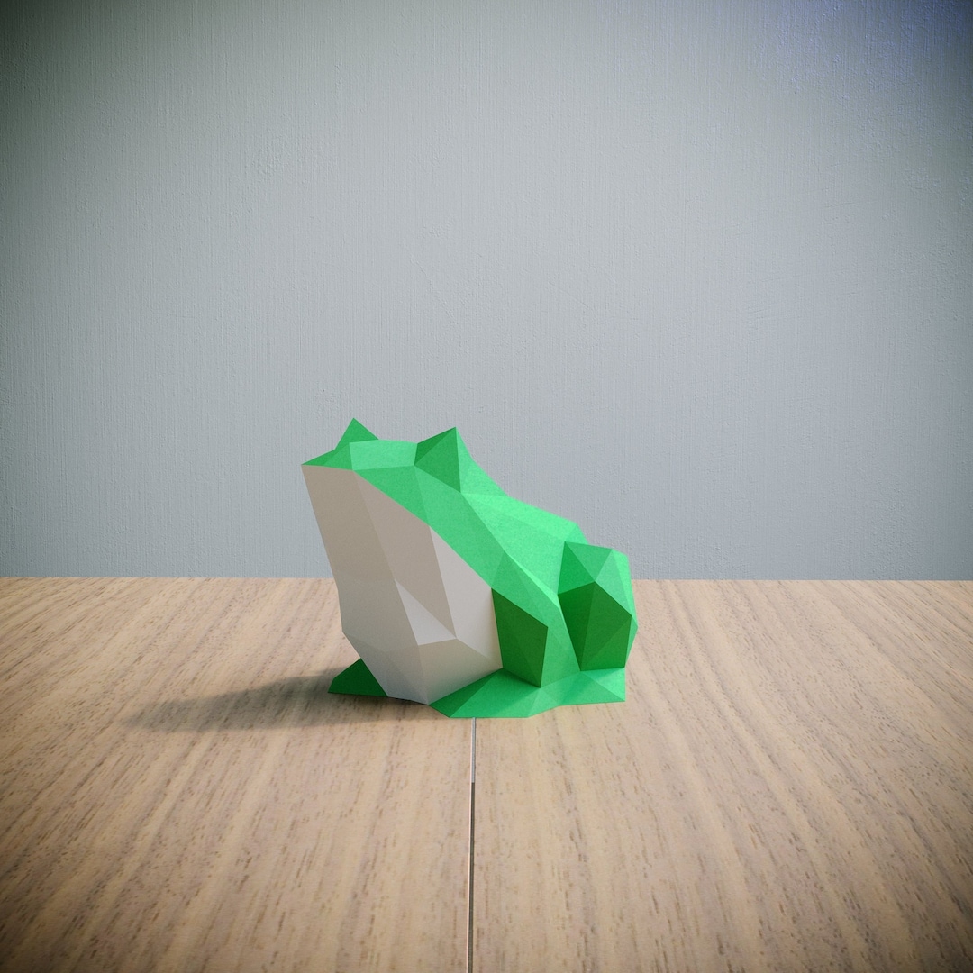 Frog Papercraft Template, Abstract Low Poly 3D Origami, Home Decor, Artwork, Gifts, PDF, SVG ...