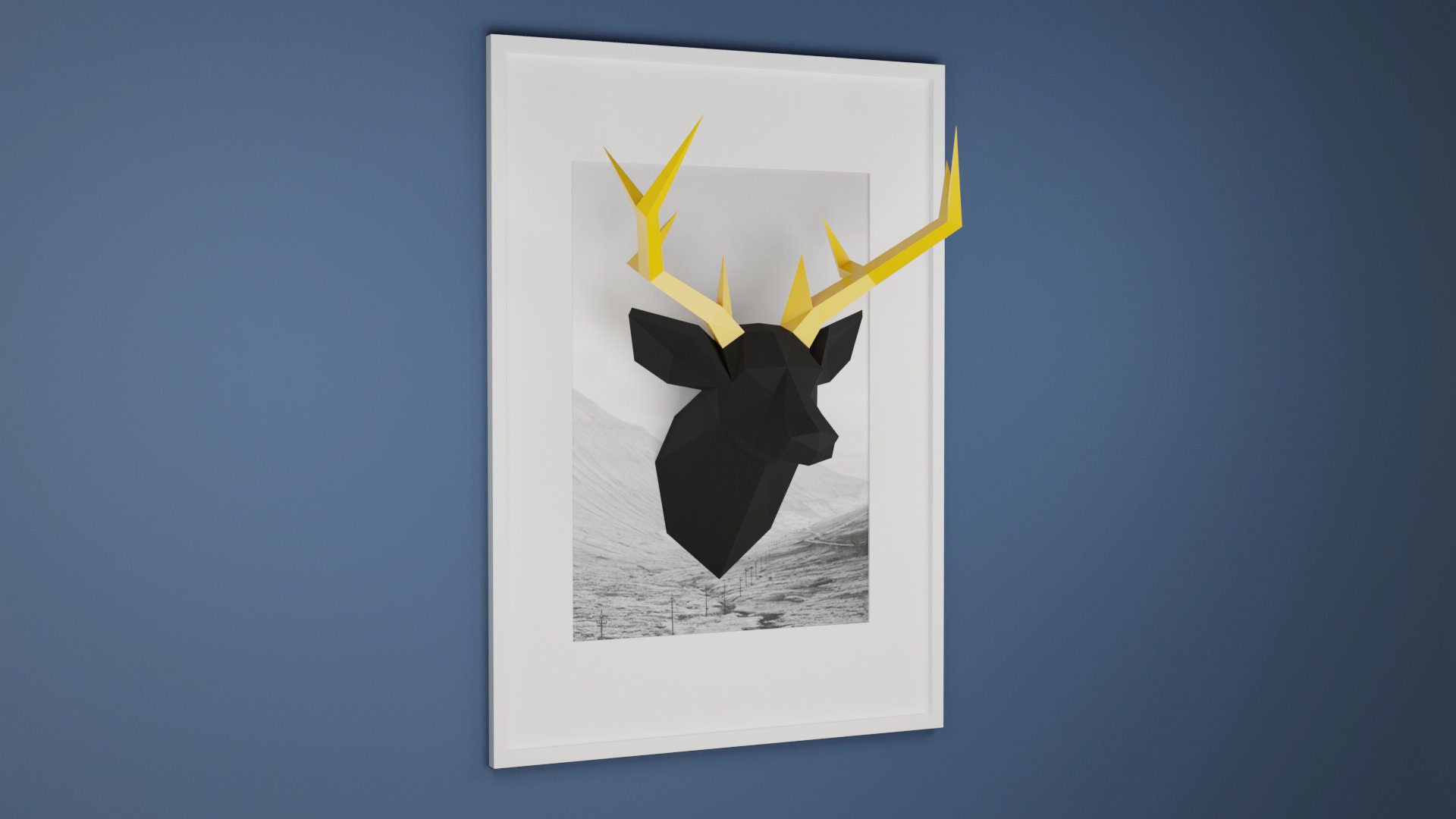 Deer Head Papercraft Template Abstract Low Poly 3D Origami - Etsy