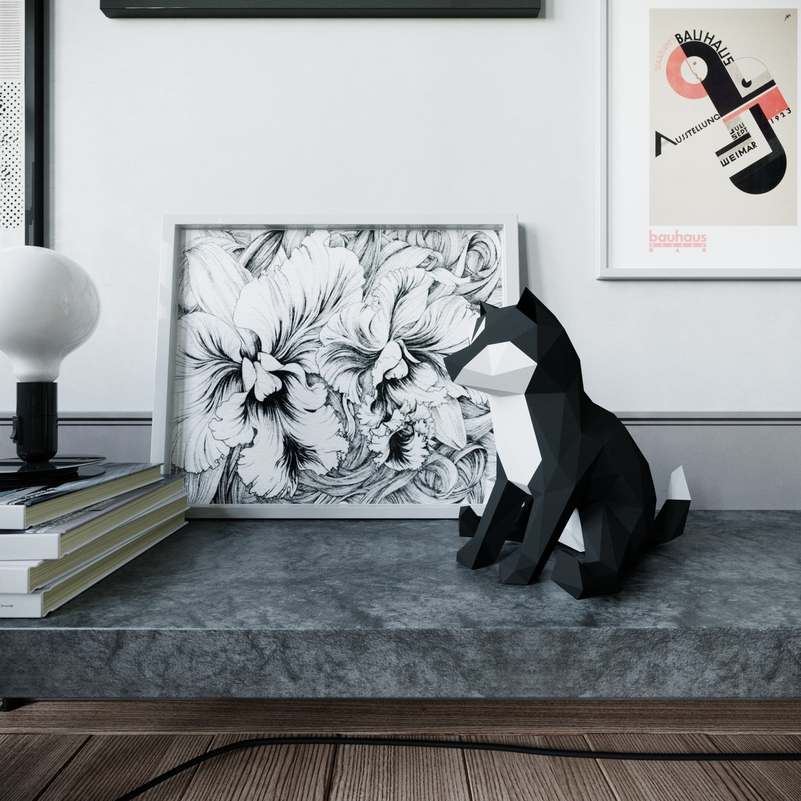 Shiba Inu Papercraft Template Abstract Low Poly 3D Origami - Etsy