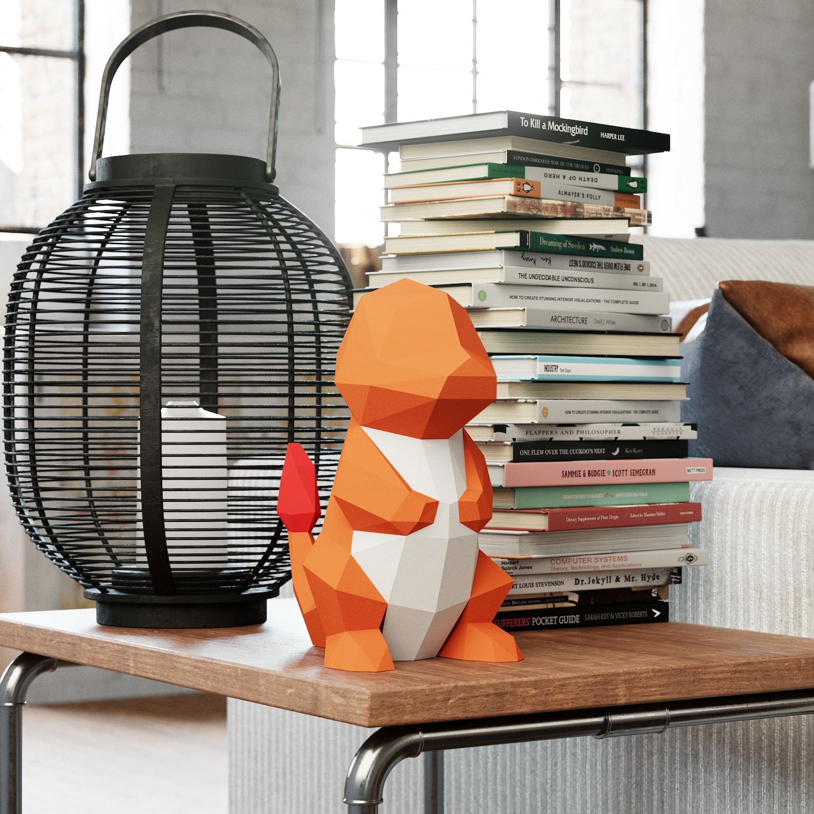 Pokémon Charmander Papercraft Template Abstract Low Poly 3D - Etsy