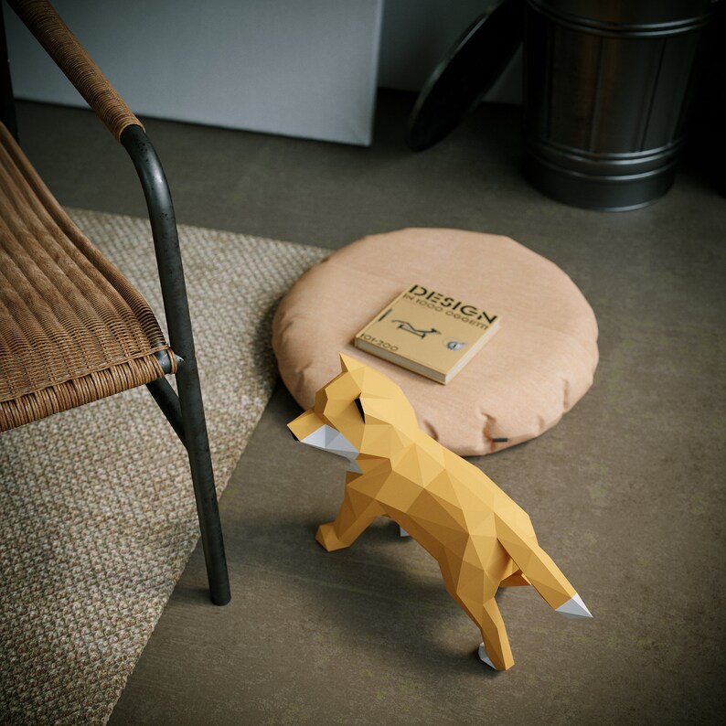Shiba Inu Papercraft Template Abstract Low Poly 3D Origami - Etsy