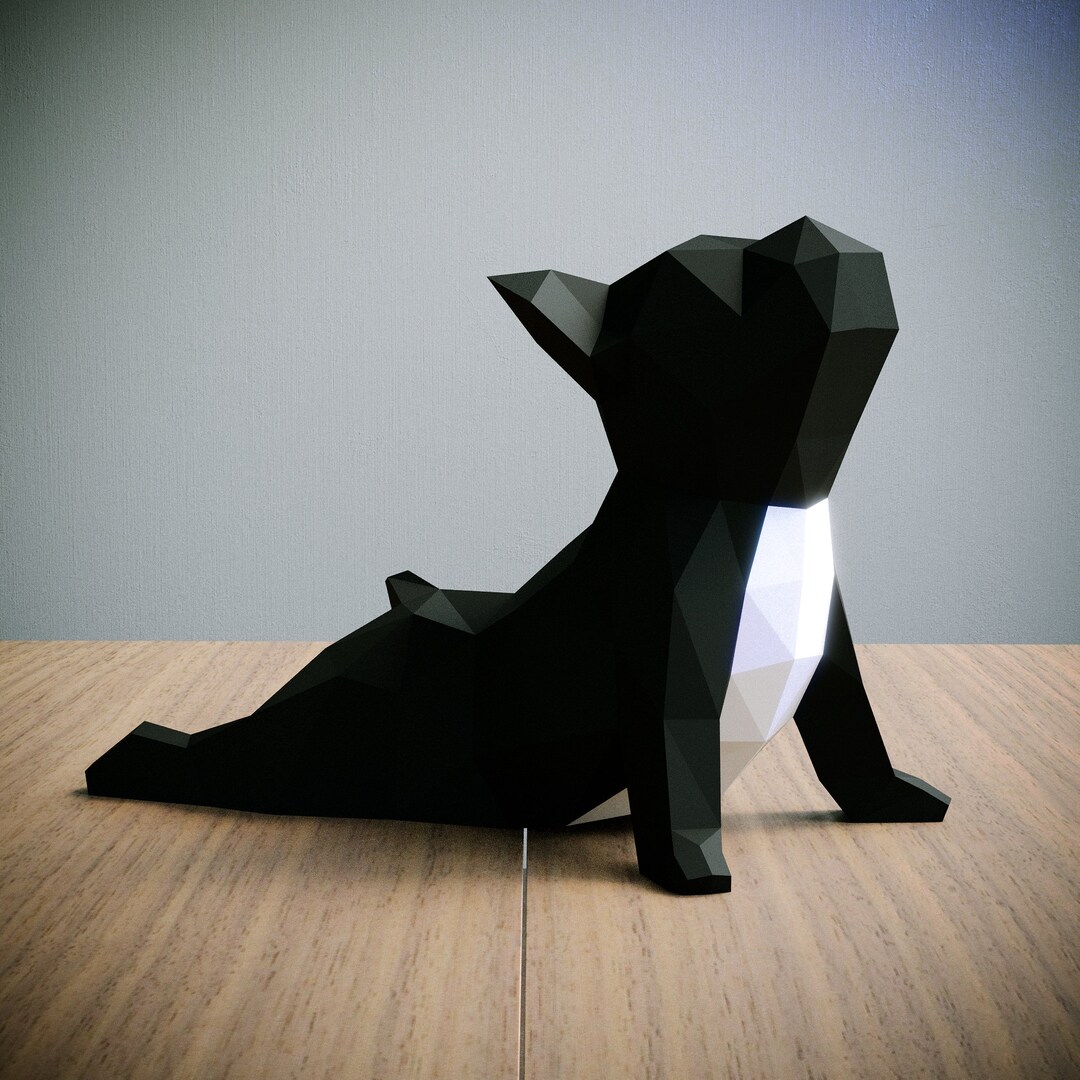Yoga French Bulldog Papercraft Template, Abstract Low Poly 3D Origami ...