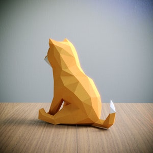 Shiba Inu Papercraft Plantilla，Abstracto 3D Origami, Decoración del ...