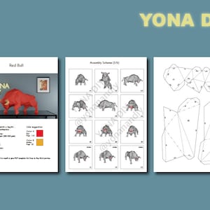 Red Bull Papercraft Template, Abstract Low Poly 3D Origami, Home Decor ...