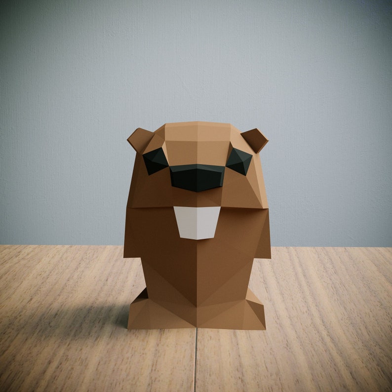 Groundhog Papercraft Template Abstract Low Poly 3D Origami - Etsy