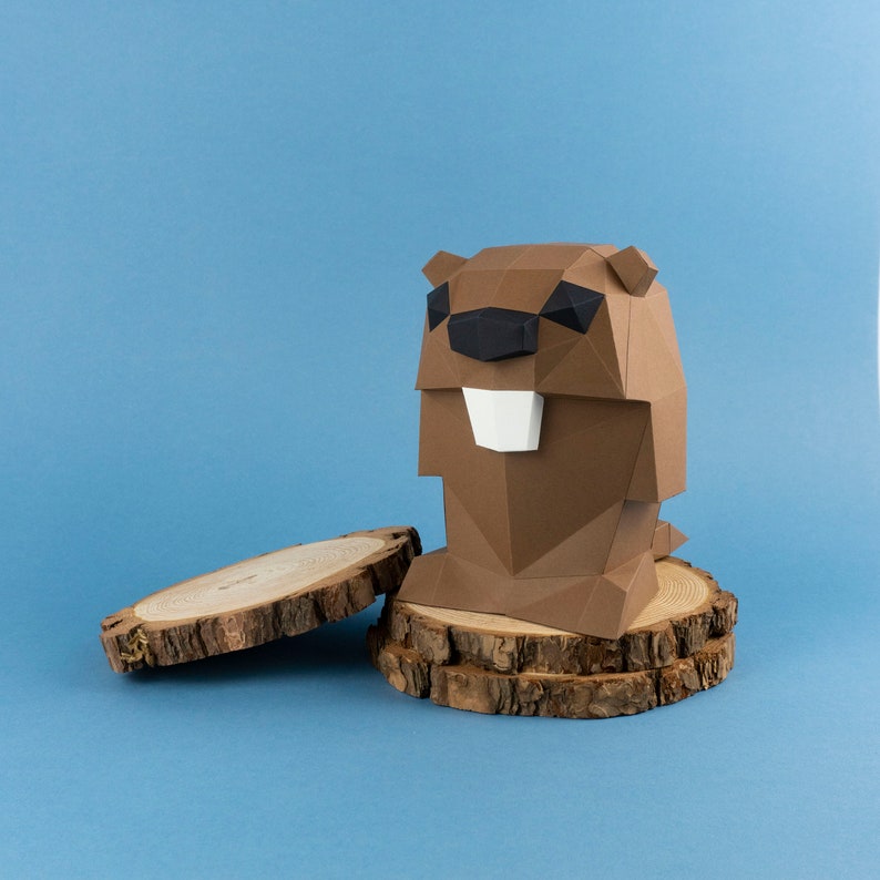Groundhog Papercraft Template Abstract Low Poly 3D Origami - Etsy