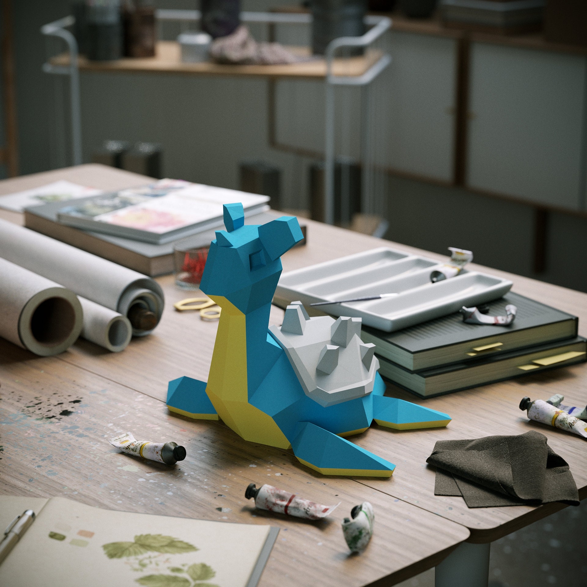 Pokémon Lapras Papercraft Template Abstract Low Poly 3D - Etsy Australia