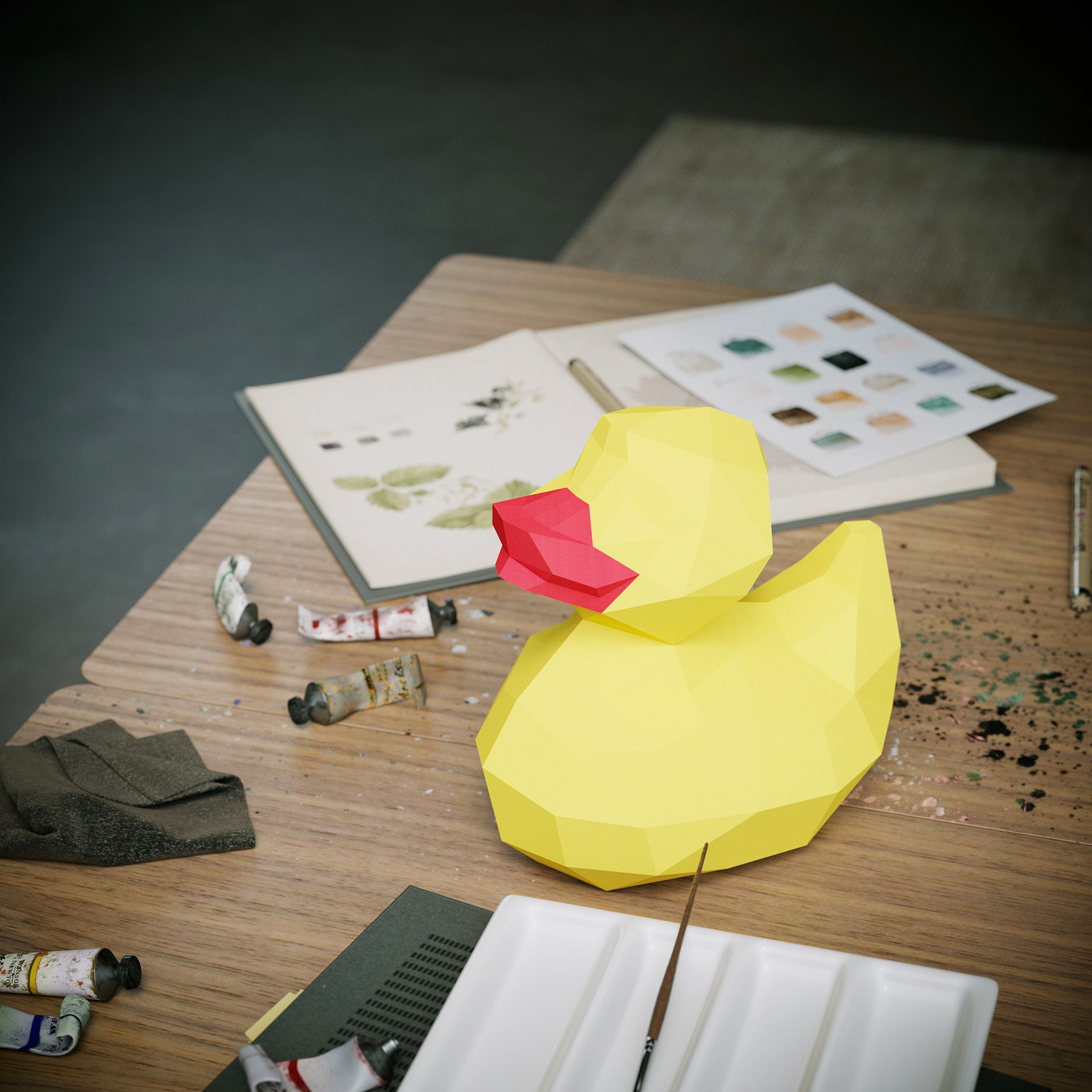 Little Yellow Duck Papercraft Template Abstract Low Poly 3D - Etsy ...