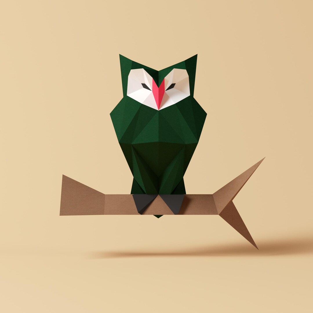 Owl Papercraft Template, Abstract Low Poly 3D Origami, Home Decor ...