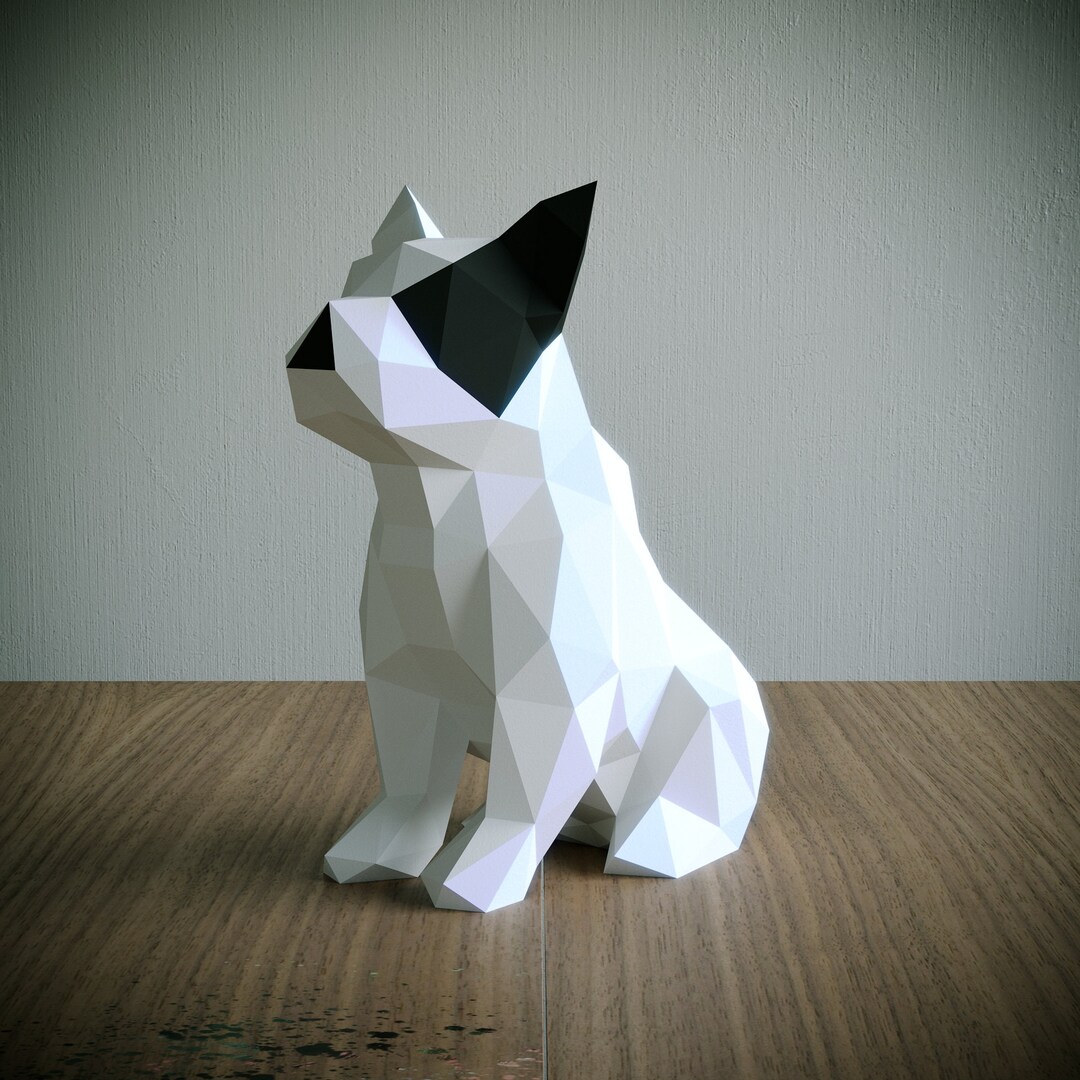 French Bulldog Papercraft Template, Abstract Low Poly 3D Origami, Home ...