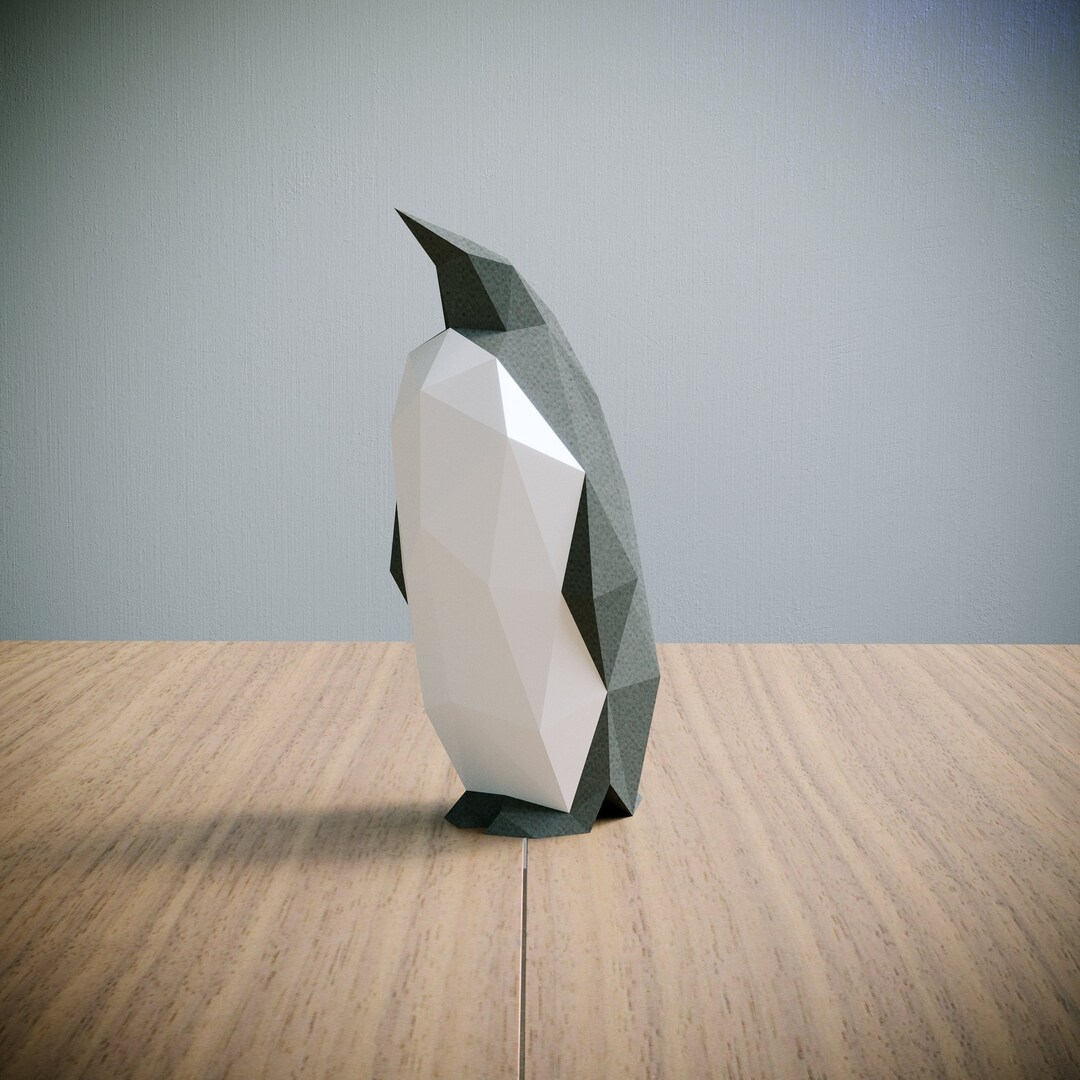 Penguin Papercraft Template, Abstract Low Poly 3D Origami, Home Decor ...