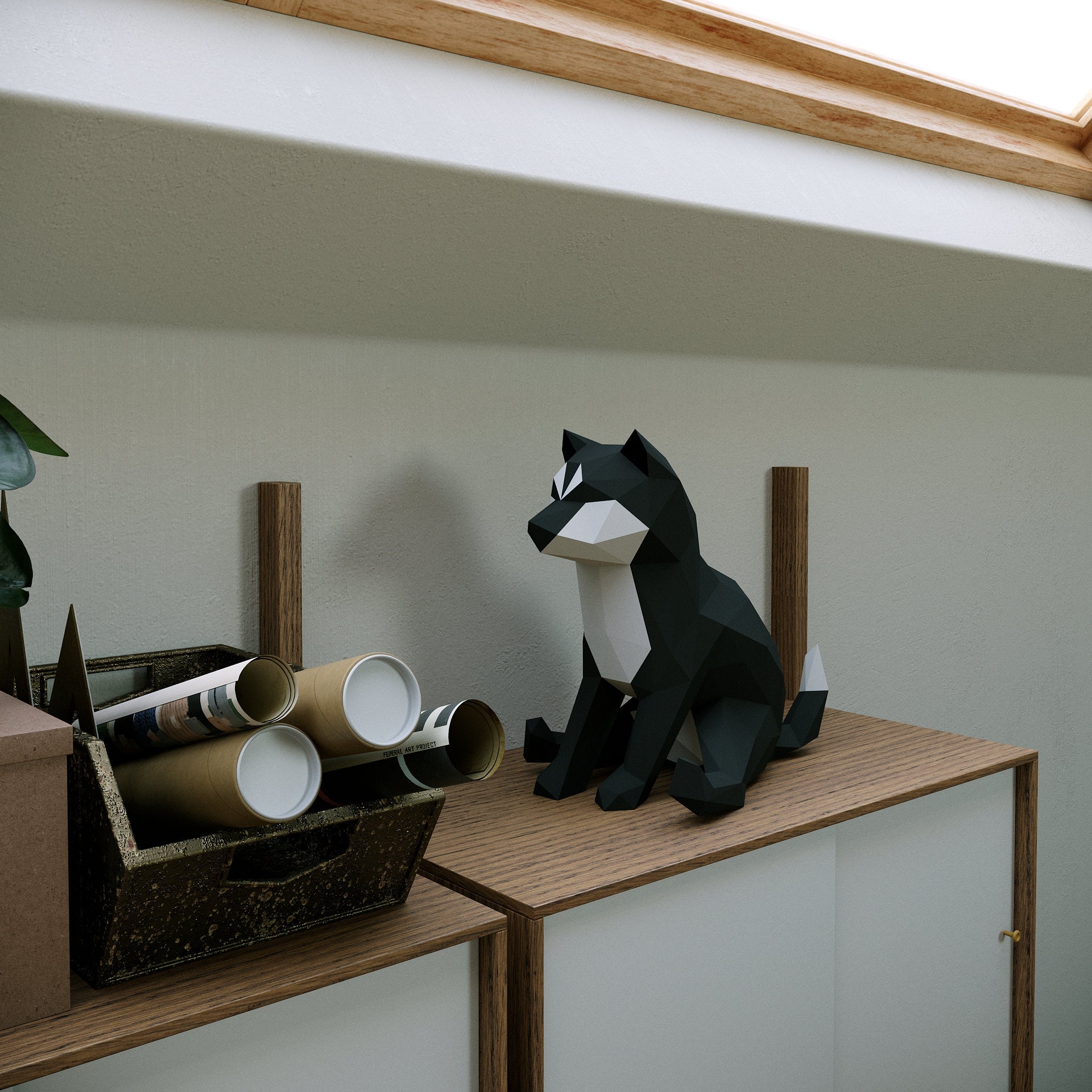 Shiba Inu Papercraft Template Abstract Low Poly 3D Origami - Etsy