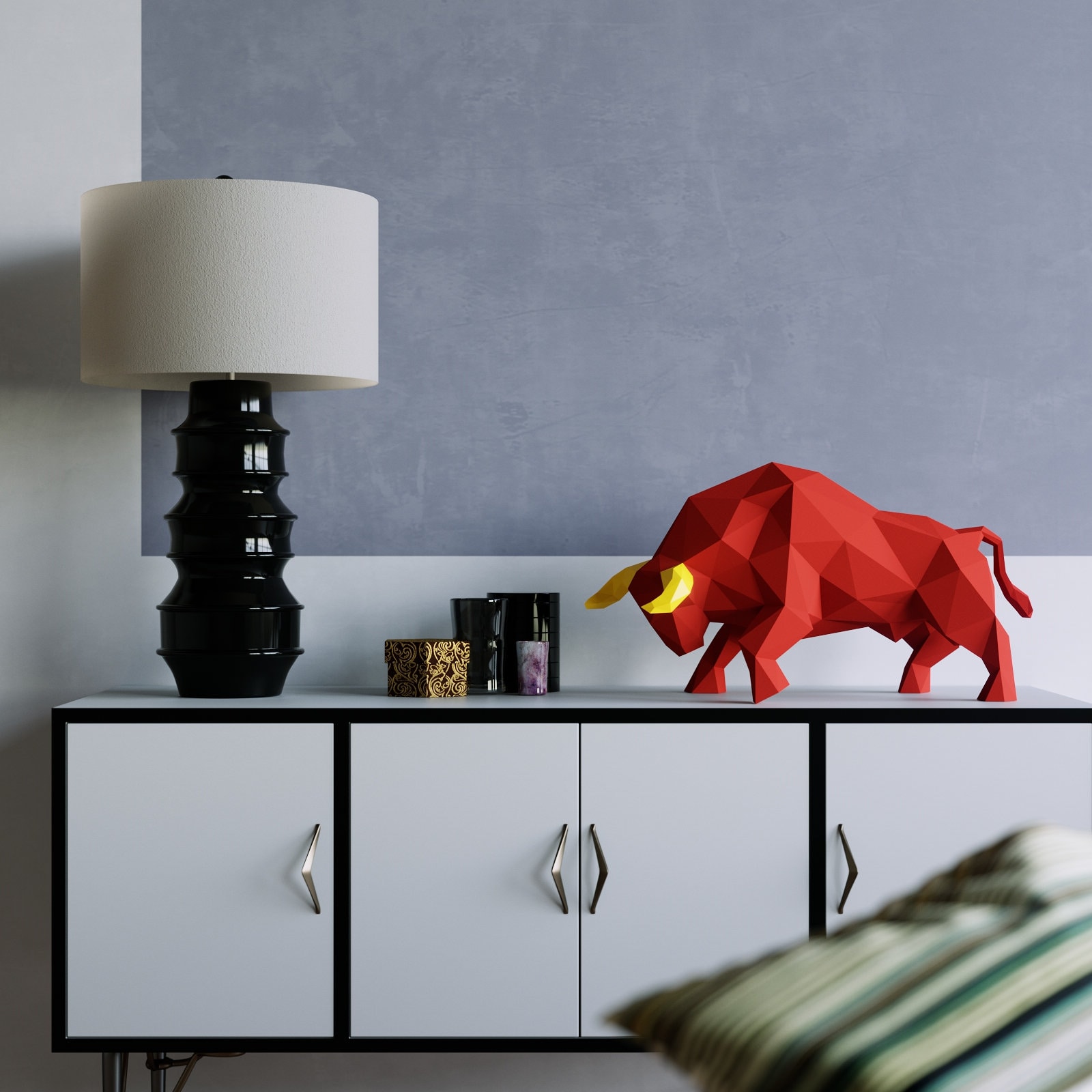 Toro Papercraft PlantillaAbstracto 3D Origami Decoración del - Etsy México