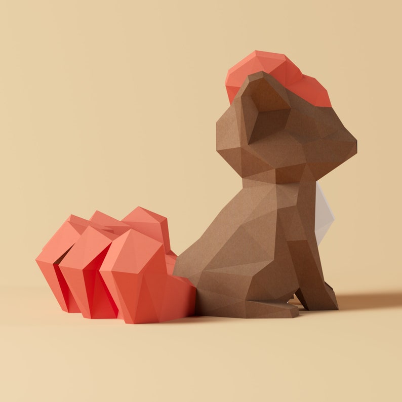 Pokémon Vulpix Papercraft Template, Abstract Low Poly 3D Origami, Home ...