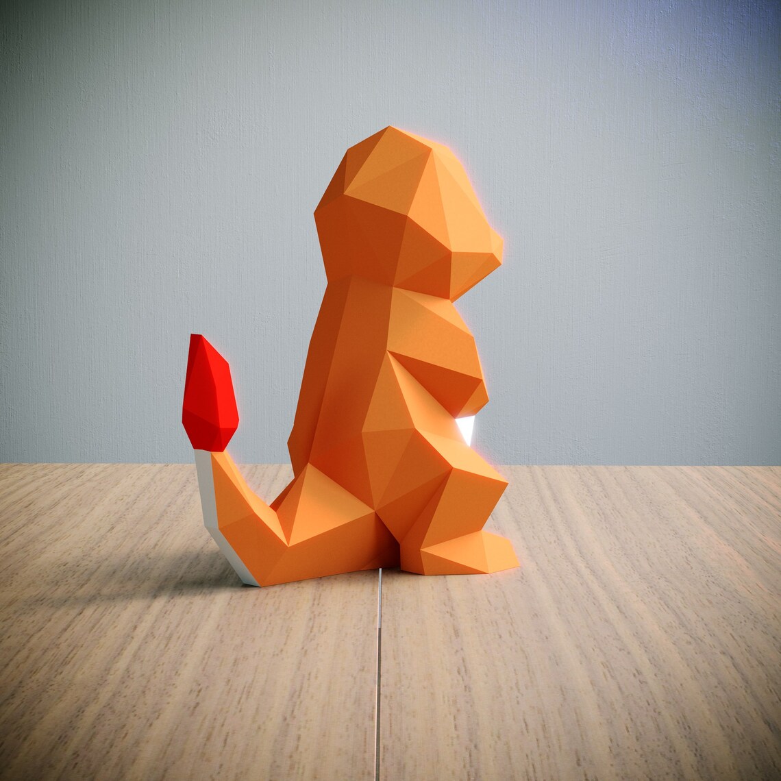 Pokémon Charmander Papercraft Template Abstract Low Poly 3D - Etsy